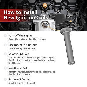 Ignition Coil Pack Set of 6 Compatible with 3.0 V6 2001 2002 2003 2004 2005 2006 2007 2008 Ford Escape, Ford Five Hundred 500, Freestyles, Taurus, Mazda Tribute, Mercury Mariner Montego Sable, DG500