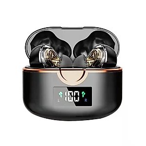 Bluetoth Headphones 4 Dynamic Drivers Wireless Earbuds 40Hrs Playtime with LED Display Charging Case Touch Control in-Ear Earphones with Mic Premium Deep Bass Headset for Sport Black