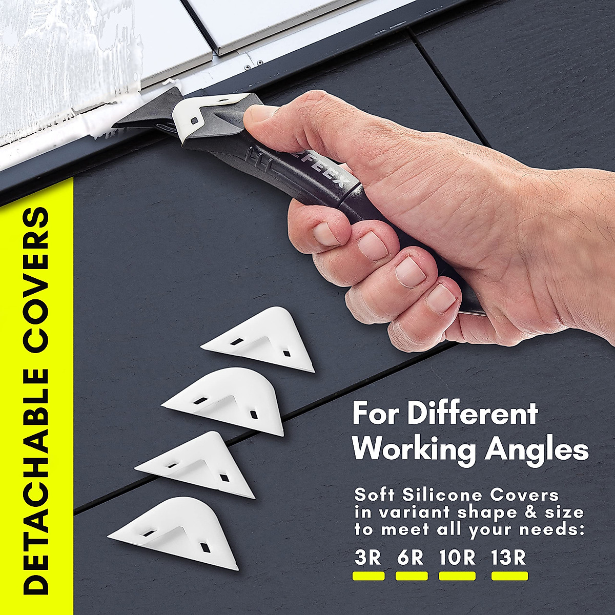 2FEEX Caulking Tool Set - 3-in-1 Silicone Caulk Finishing & Removal Tools, 10-in-1 Multifunction Putty Knife - Sealant Scraper & Grout Remover - Professional Kit for Bathroom, Kitchen, Sink, & Shower