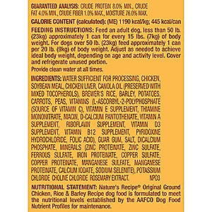 Nature's Recipe Wet Dog Food, Chicken, Rice & Barley Recipe Ground Formula, 13.2 Ounce Can (Pack of 12)