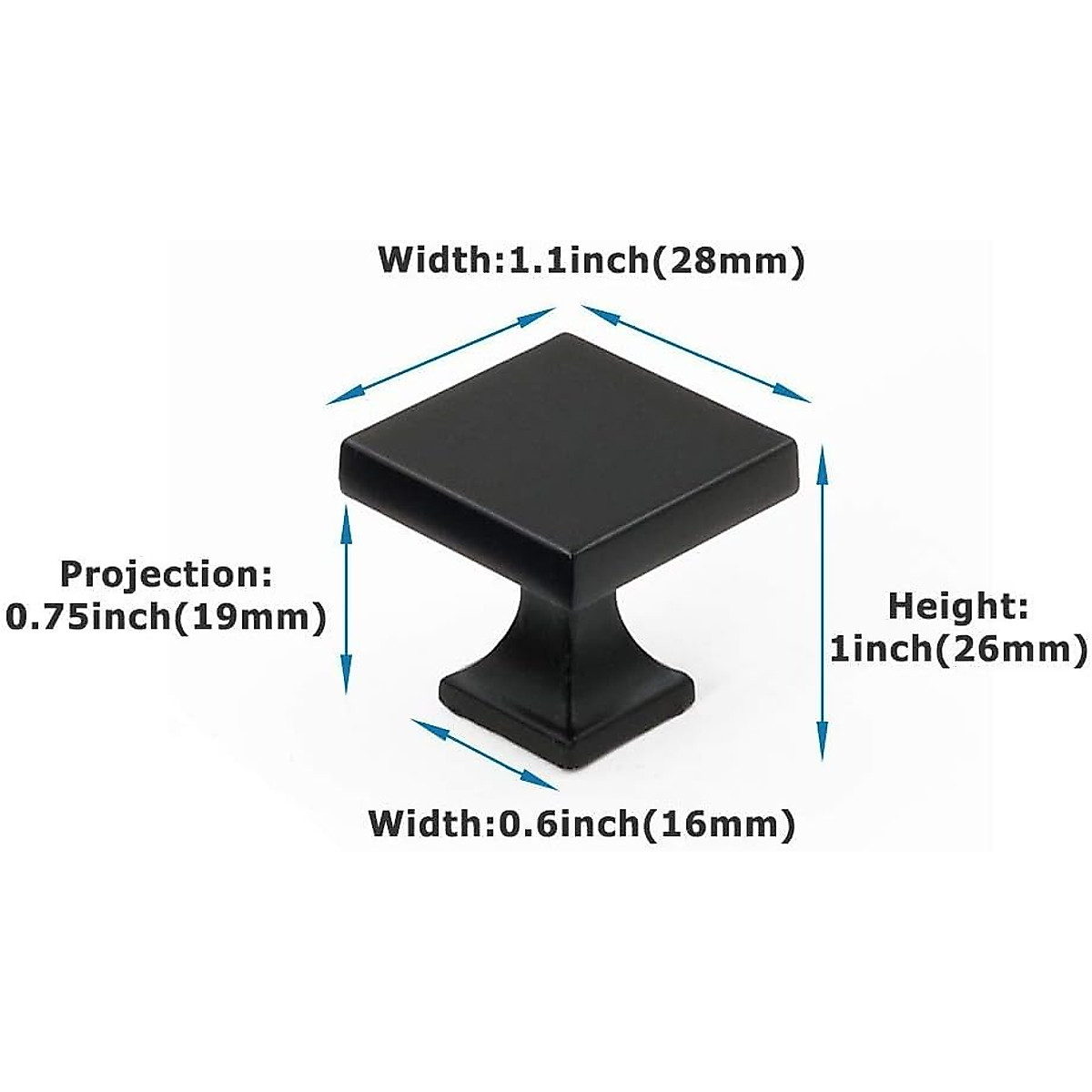 goldenwarm 20 Pack Black Cabinet Knobs for Dresser Drawers Kitchen Hardware Handles 1.1 inch Width Square Knob for Cabinets,Zinc Alloy