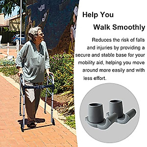 Aliseniors Walker Glide Skis for 1 1/8 Inch Tubes - Durable and Smooth Rolling Mobility Aid Accessory for Folding Walkers - Universal Fit Walker Feet Replacement, One Pair, Gray