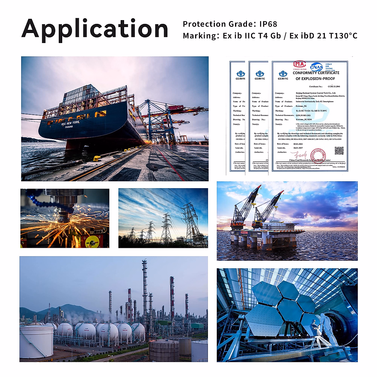 Dorland Extreme 5G Rugged Smartphone Cell Mobile Phone Industrial Intrinsically Safe Outdoor Unlocked Dual SIM 8GB+128GB 6.39inch FHD Screen Android 11 IP68 Waterproof Explosion Proof