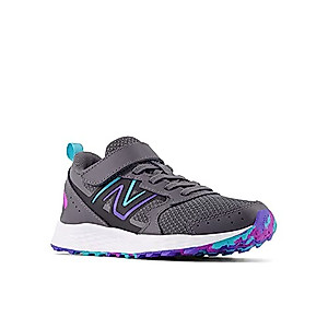 New Balance Fresh Foam 650 V1 Hook & Loop Running Shoe, Magnet/Electric Indigo/Cosmic Rose, 2 US Unisex Little Kid