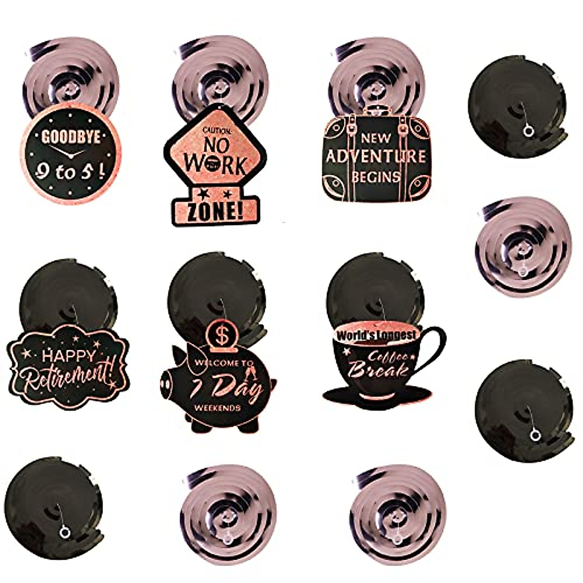 Retirement Party Decorations for Women Black Rose Gold Happy Retirement Banner and Swirls with Rose Gold Confetti Balloons Kit for Female Retirement Decor