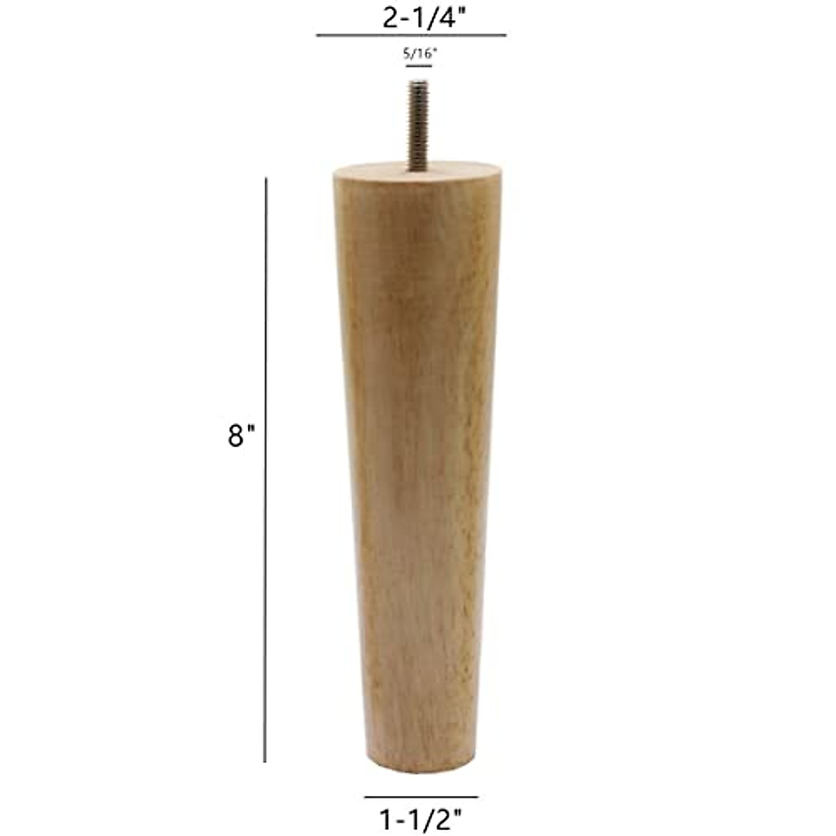 WEICHUAN Round Solid Wood Replacement Sofa Couch Chair Ottoman Loveseat Coffee Table Cabinet Furniture Wood Legs(8" Straight Set of 4)