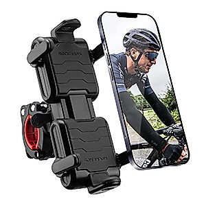ROCKBROS Bike Phone Holder- Adjustable Motorcycle Phone Mount Handlebar Clip for Bicycle Scooter, Cell Phone Clamp for 4.1" - 6.7" Smartphones iPhone 14 Plus/Pro Max, 13 Pro Max, S9, S10 and More