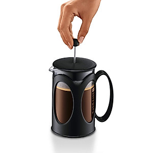 BODUM 10683-01 Kenya French Press Coffee Maker, Borosilicate Glass - 4-Cup (0.5 L), Black