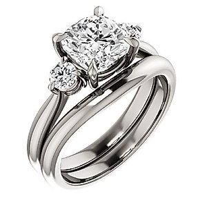 3 Ct Cushion Cut Colorless Moissanite Engagement Ring Set Wedding Bridal Ring Set Solitaire 10K 14K 18K White Gold Sterling Vintage Silver Ring Promise Anniversary Antique Gift
