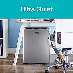 BLACK+DECKER BCRK25V Compact Refrigerator Energy Star Single Door Mini Fridge with Freezer, Cubic Feet, VCM, 2.5 cu.ft, Brushed Metal Finish