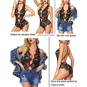 Avidlove Women One Piece Lingerie Lace Bodysuit Deep V Teddy Mini Babydoll Fairy Costumes