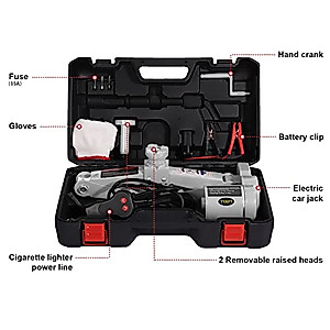 TYAYT Electric Car Jack Kit 3 Ton 12 Volt Automotive Jack, Electric Scissor Jack for Car Sedan and SUV, Portable Car Jack for Tire Change and Road Emergencies, Lifting Range 5.5 to 16.54 Inch (Gray)