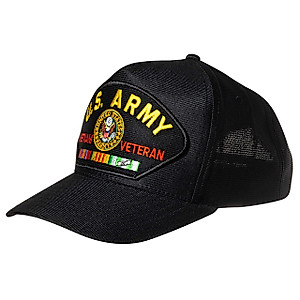 United States Army Vietnam Veteran Emblem Patch Black Baseball Cap