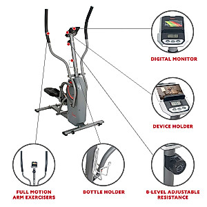 Sunny Health & Fitness Performance Cardio Climber - SF-E3911, Grey