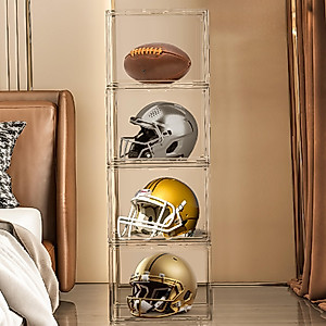 Extra Large Acrylic Display Case, XXX-Large Clear Shoe Box for Boot Shoe Boxes Sneaker Boxes Stackable Shoe Organizer with Magnetic Door