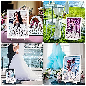 Wedding Guest Book, Wedding Guest Book Alternative, Drop Top Sign Frame Guestbook with White Hearts, Wedding Decoration for Reception, Baby Shower, Bridal Shower, Funeral Graduation