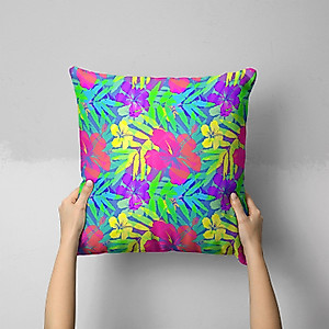iiRov Summer Design Ink-Fuzed Decorative Throw Pillow - Tropical Fluorescent v1