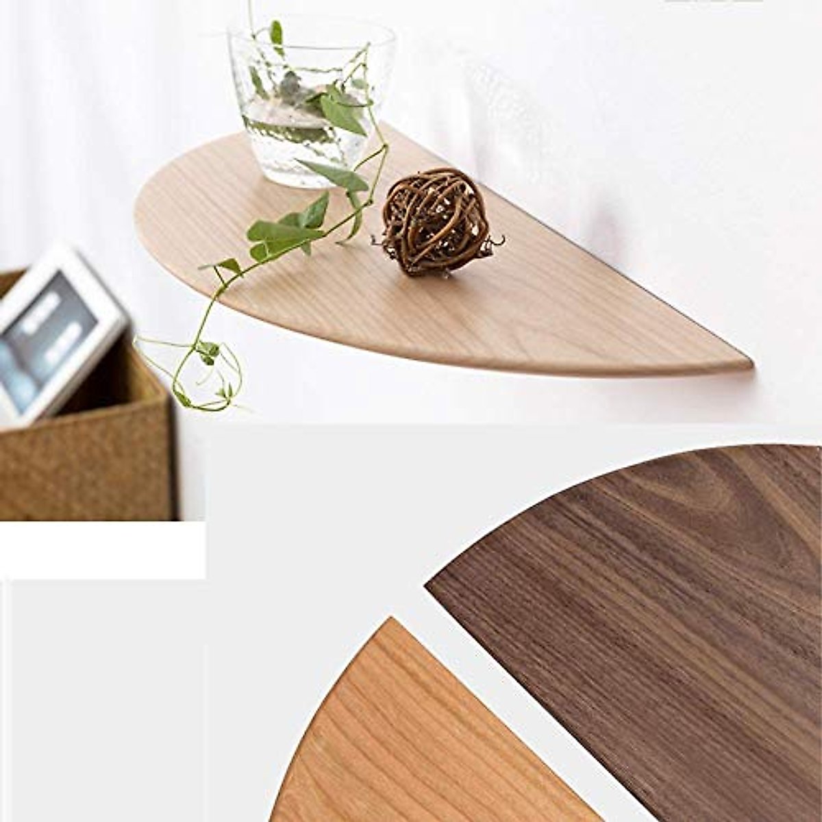 PIBM Stylish Simplicity Shelf Wall Mounted Floating Rack Shelves Oak Semicircle Smooth Simple Study Save Space,2 Colours, Black Walnut , 40x20x1.8cm