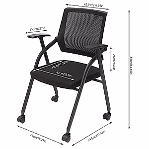 LOHISHILO 8pcs Mesh Guest Reception Stack Chair with Caster Arms for Office Conference, Reception, Training Room Chair, Schools, Meeting Rooms, Step Classrooms, Churches, Homes