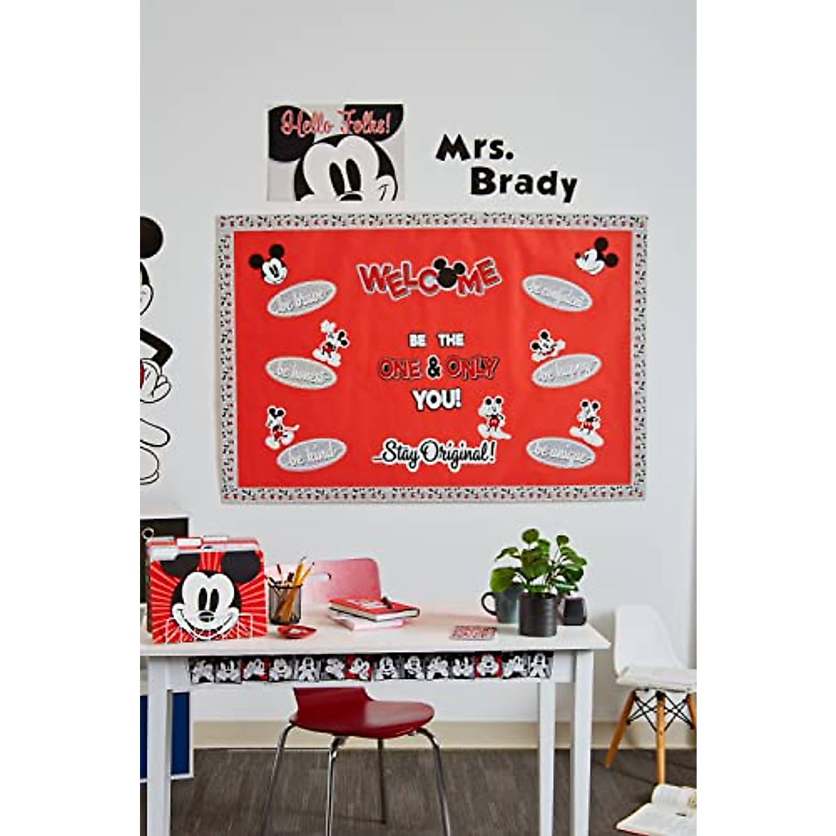 Eureka 845665 Disney Retro Mickey Mouse Poses Decorative Classroom and Bulletin Board Trim for Teachers, 2.25" Wide with 37 Feet Total, Multicolor, 12 Strips