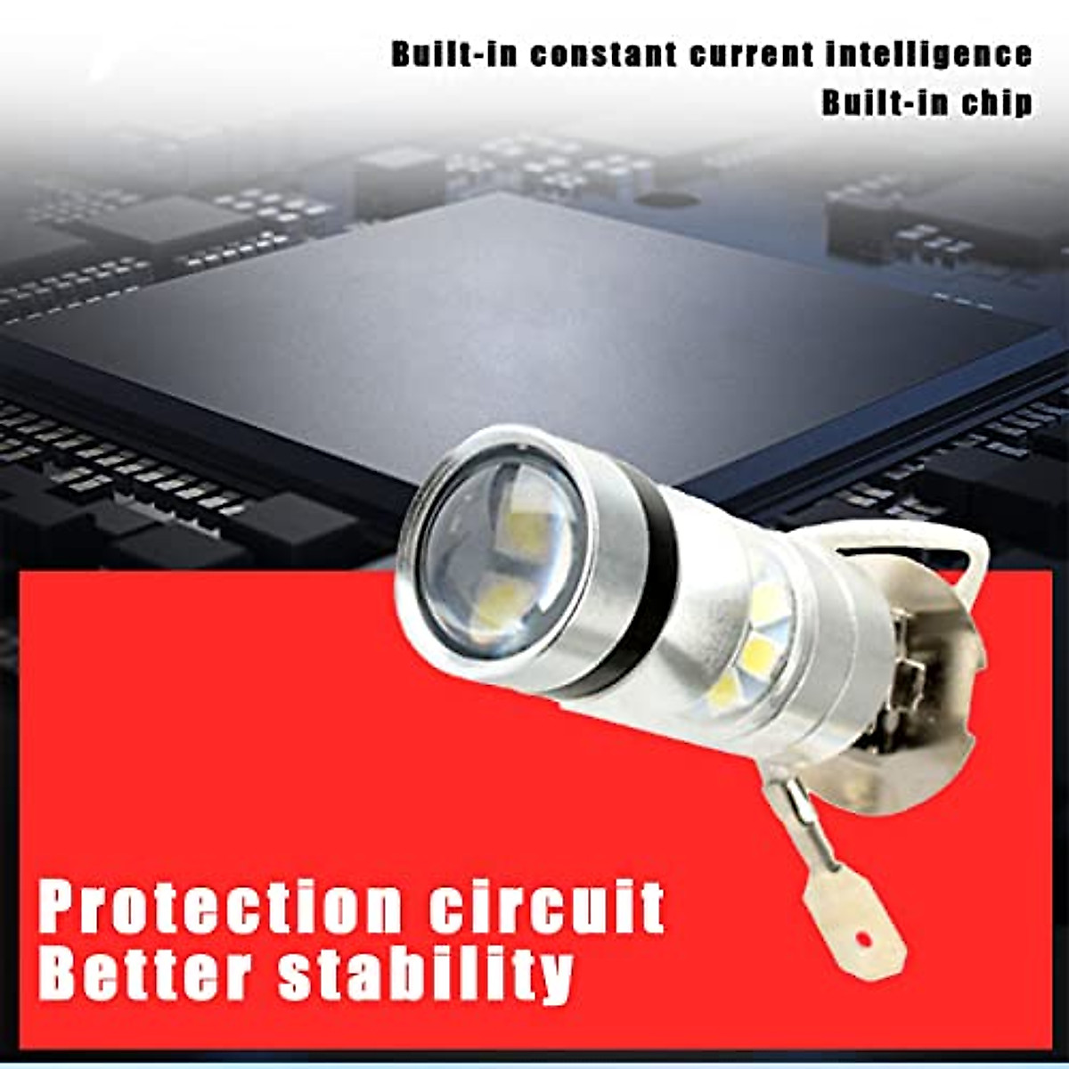 cueclue Pack-2 H1 LED Car Fog Light Bulb, 12V 100W High and Low Beam, 7500K 360° Beams Car Headlight for Most Cars SUVs Trucks (White)