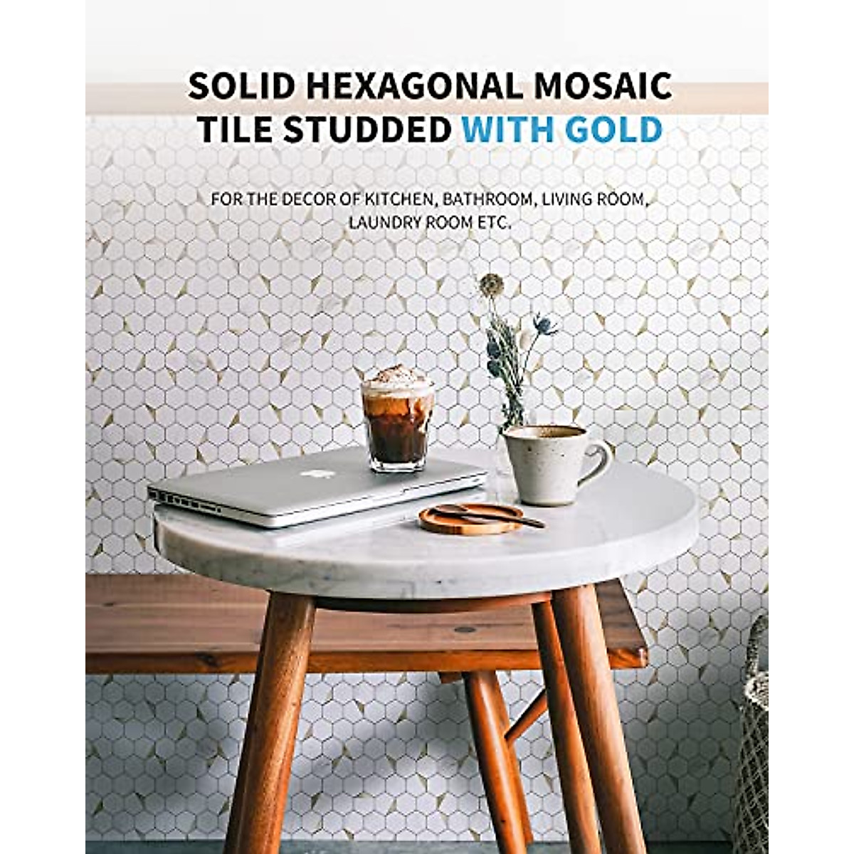 Art3d 10-Sheet Peel and Stick Backsplash for Kitchen Décor, Self-Adhesive Tile Hexagon Mosaic Tiles