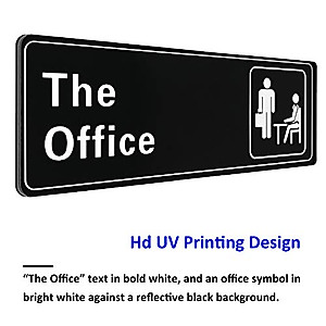 2 Pack The Office Sign, Main Official Self Adhesive Sign for Door or Wall 9 X 3 Inch Quick and Easy Installation Premium Acrylic Design for Your Home Office/Business, Great Gift for Fans of The Office