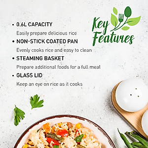 Panasonic SRG06FGE 3 Cup Rice Cooker and Steamer, White