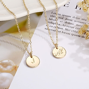 Hidepoo Dainty Disc Initial Necklaces for Women - 14K Gold Filled Disc Letter Necklace for Women Birthday Gifts Tiny Disc Initial Necklace for Women Gifts Jewelry Pendant A