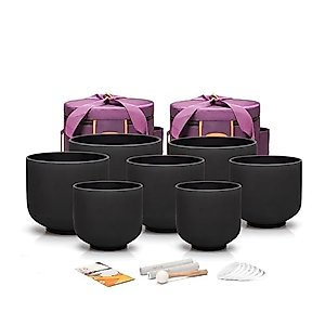 TOPFUND 10 inch F Note Crystal Singing Bowl Heart Chakra with Heavy Duty Carrying Case and Suede Mallet