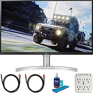LG 32UN550-W 32 inch UHD 3840x2160 VA HDR10 AMD FreeSync Monitor Bundle with 2X 6FT Universal 4K HDMI 2.0 Cable, Universal Screen Cleaner and 6-Outlet Surge Adapter