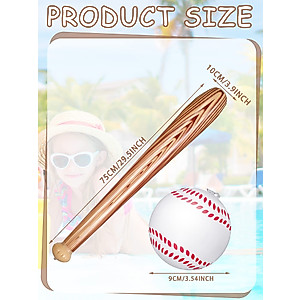 Kacctyen 4 Pieces Inflatable Baseball Set, includes Baseball Bat and 3 Baseball Plastic Bat Inflatable Baseball Bat for Kids and Adults Outdoor Yard Backyard Garden Playing (Baseball)