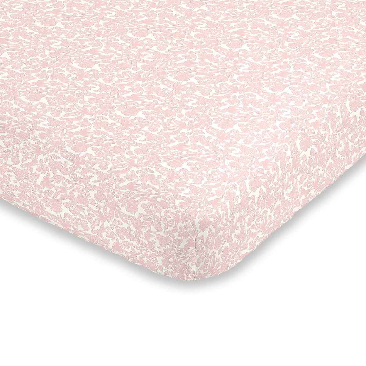 ED Ellen DeGeneres Painterly Floral - Soft 100% Cotton Pink & White Floral Fitted Crib Sheet, Pink, White