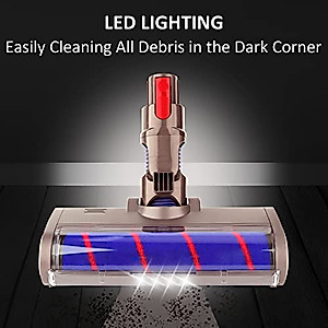 PULINKAI Quick-Release Soft Roller Cleaner Head Accessory Attachment Replacement for Dyson V7 V8 V10 V11 V15 SV10 SV11 Vacuum Cleaner with LED Indicator