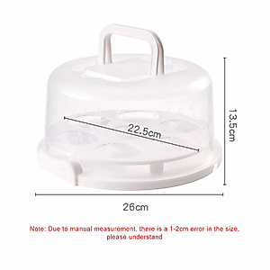 Cake Carrier Cover Cake Stand with Lid Dessert Serving Platter with Handle Cupcake Holder Pies Display with Base (White)