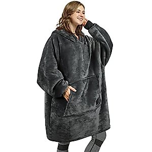 Catalonia Oversized Wearable Blanket Hoodie Sweatshirt, Comfortable Sherpa Lounging Pullover for Adults Men Women Teenagers Wife Girlfriend Gift