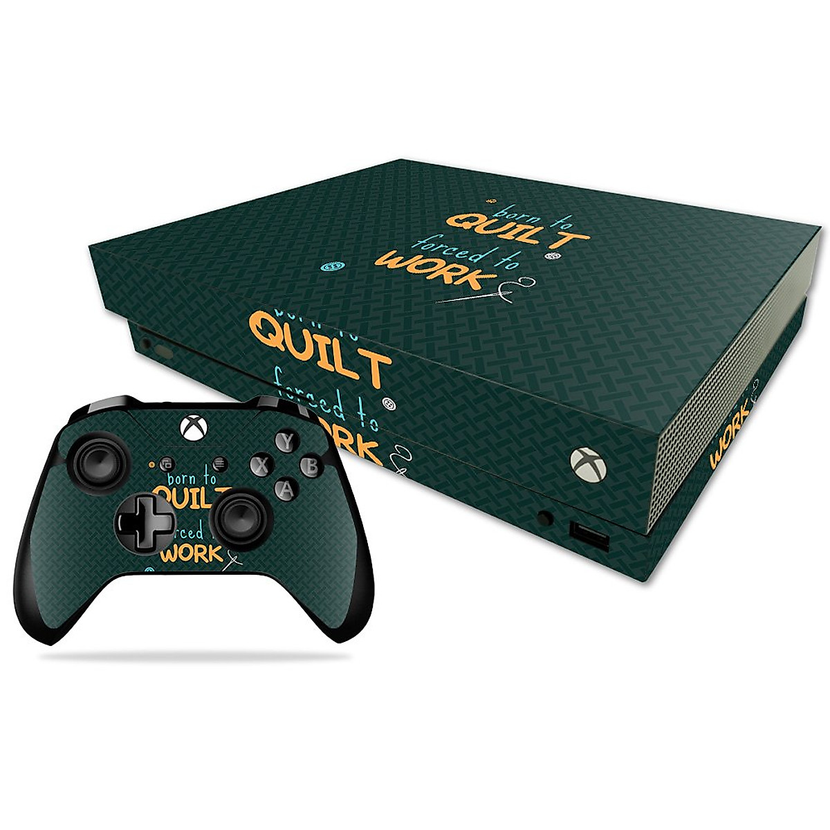 MightySkins Skin Compatible with Xbox One X Combo - Born to Quilt | Protective, Durable, and Unique Vinyl Decal wrap Cover | Easy to Apply, Remove, and Change Styles | Made in The USA