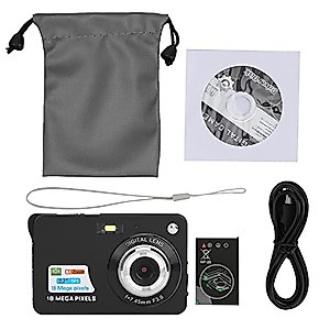 Nofaner 8X Zoom Card Digital Camera 5 MP 2.7in Display Maximum Support 32GB Memory Card Builtin Microphone Mini Digital Camera(Black)