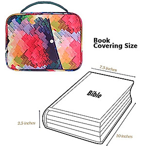 QTKJ Bible Covers for Women, Carrying Book Cover Case with Zippered Pocket Bible Case for Women Mom Ladies Teens Girls, Red Heart Pattern (Colorful)