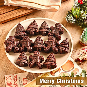 Wehome Gingerbread Cake Pan Cakelet Pan，Non-stick Cast Aluminum Muffin Pan，12-Cavity Snowman and Christmas Tree Gingerbread Baking Pan，Heavy-gauge Bakeware Pan