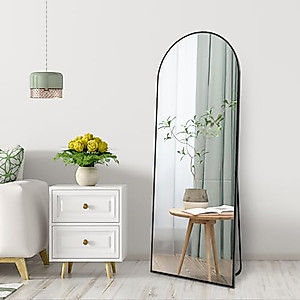 RACHMADES 64"x21", Body Floor Mirror with Stand, Standing Hanging or Leaning Against Wall for Bedroom, Sleek Arched-Top , Modern Full Length Mirror