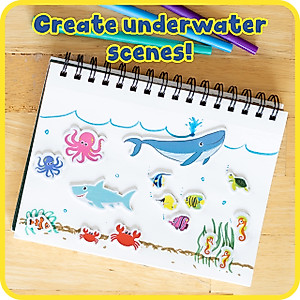 READY 2 LEARN Foam Stickers - Sea Life - Pack of 168 - Self-Adhesive Stickers for Kids - 3D Puffy Ocean Stickers for Laptops, Party Favors and Crafts