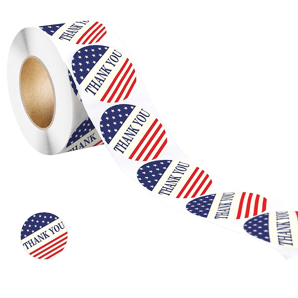 YINHEXI American Flag Thank You Stickers, 500 Labels Per Roll for Small Business Packaging, Seal Stickers (Style-A, 1.5 inch)