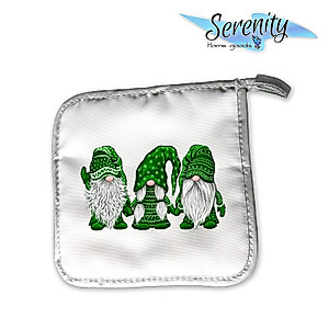 St Paddys Day | Saint Patricks Day | Spring Decorative Kitchen Hot Plate Pot Holder Oven Mitt Set | Leprechaun Shamrock Clover Green Gold Gnome | Cute Home Decor (Paddy's Day Gnomes)
