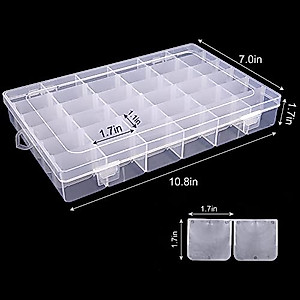 SGHUO 3 Pack Plastic Organizer Box 36 Grids, Craft Organizer Storage with Adjustable Dividers, Bead Organizer, Fishing Tackles Box, Jewelry Box with 400pcs Label Stickers