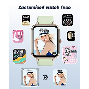 GRV Smart Watch for iOS and Android Phones (Answer/Make Calls), Watches for Men Women IP68 Waterproof Smartwatch Fitness Tracker Watch with Heart Rate/Sleep Monitor Steps Calories Counter (Aqua-Gold)