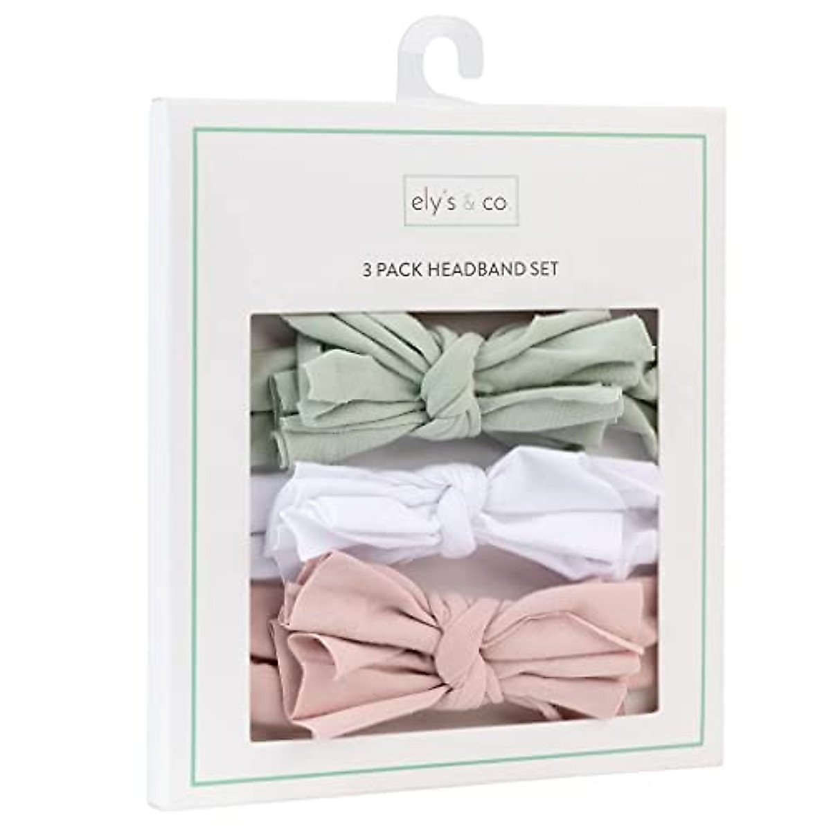 Ely's & Co. Bow Headband Set for Baby Girl 0-12 Months (Sage, Mauve, & White, 3 Pack)