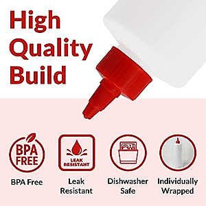 Reli. Plastic Squeeze Bottles, 16 oz. | 8 Pack | Condiment Squeeze Bottles for Sauces | Clear w/Red Twist Cap | 16 Ounce Hot Sauce, Ketchup Bottles | Squirt Bottles for Condiments, Olive Oil, Liquids