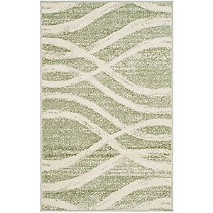 SAFAVIEH Adirondack Collection Accent Rug - 3' x 5', Sage & Cream, Modern Wave Distressed Design, Non-Shedding & Easy Care, Ideal for High Traffic Areas in Entryway, Living Room, Bedroom (ADR125X)
