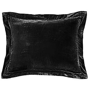 HiEnd Accents Stella Flange Dutch Euro Pillow, 27x39 inch, Black, Romantic Western Modern Traditional Style Luxury Bedding, Decorative Throw Pillow